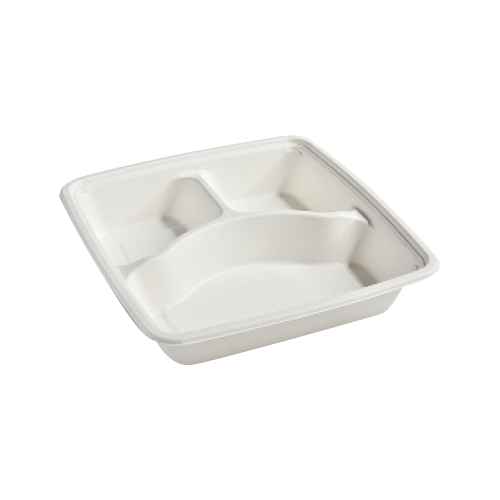 Natureware | Takeaway Disposable 9"x 9" 3-Compartment Square Tray Base ...